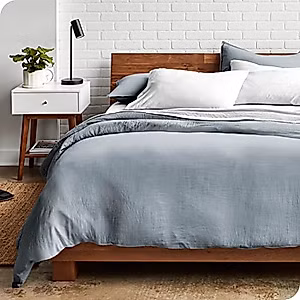 Bare Home Sandwashed Duvet Cover Queen Size - Premium 1800 Collection Duvet Set - Cooling Duvet Cover - Super Soft Duvet Covers (Queen, Sandwashed Dusty Blue)