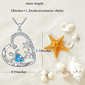 URMWMOO Turtle Necklace S925 Sterling Silver Mom Daughter Love Heart Pendant Necklaces Sea Turtle Jewelry Birthday Christmas Mothers Day Gifts for Women Mom Daughter