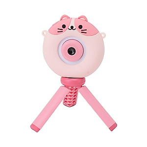 Fdit Kids Camera Abs Silicone Girls Artificial Swag Kids Video Camera with Stand for 3‑12 Years Old (Pink)