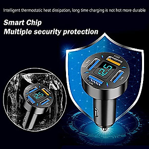 66W Fast USB Car Charger Fast Charge with Voltmeter LED Light Display Car Charger Adapter Compatible for iPhone 14/13/12/11pro/x/8/S22/S22+/Ultra/S21/S10/S9