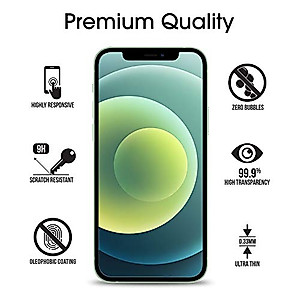 amFilm Glass Screen Protector Compatible for iPhone 12, iPhone 12 Pro Display with Easy Installation Tray, Glass, 3 Pack