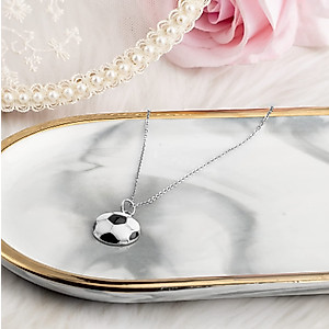 Haoze Soccer Gifts for Women Soccer Ball Charm Necklace Soccer Player Gift Soccer Team Gift for Women Football Lover Gift (Silver)