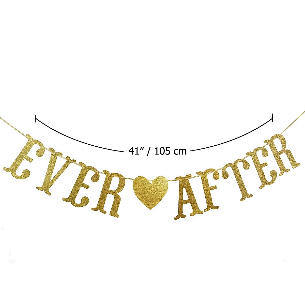 Happily Ever After Glitter Bunting Banner, Engagement,Bridal Shower, Wedding Party Decorations (Gold)