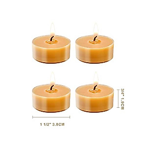 olorvela Beeswax Candles 24 Pack Tealight Candles Handmade of Pure Beeswax, 4 Hour Burn Time, Clear Cup Beeswax Tea Lights