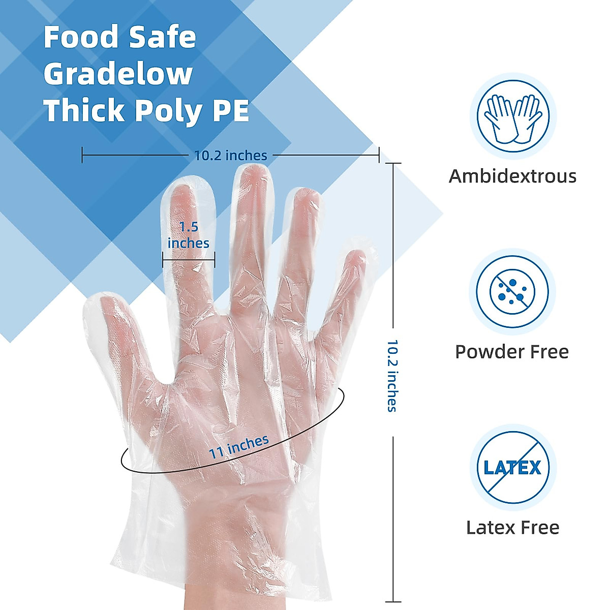 Brandon-super Food Prep Gloves Plastic Food Safe Gloves, Food Handling, One Size Fits Most Poly 500ct Clear 500 Count (Pack of 1)