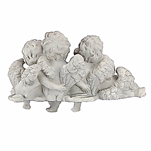 Design Toscano SH380151 Cherub Conclave Shelf Sitting Angel Statue, Antique Stone Finish