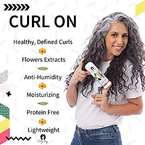 My Curly Way Leave In Conditioner for Curly Hair, Packed with Fruit and Flower Extracts - 10 Oz. Curl On Light Moisturizer Cream for Curls, Waves and Coils 100% Vegan!