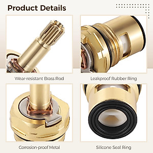 2 Pcs Replacement Faucet Cartridges, Compatible with American Standard 994053-0070a or 994053-0070a/H, Hot & Cold Water Brass Bathtub Faucet Stems, Bathroom Valve Cartridges