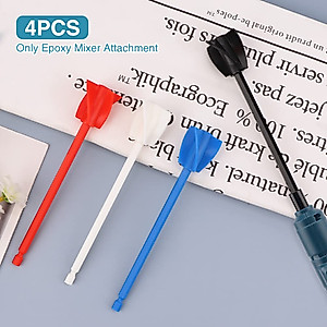 QOONESTL Resin Mixer Paddles, 4pcs Reusable Paint Mixer Epoxy Mixer Paddles, Multipurpose Mixer Drill Attachment for Resin, Paint, Silicone, Ceramic Glaze Mixing(Black+White+Red+Blue)