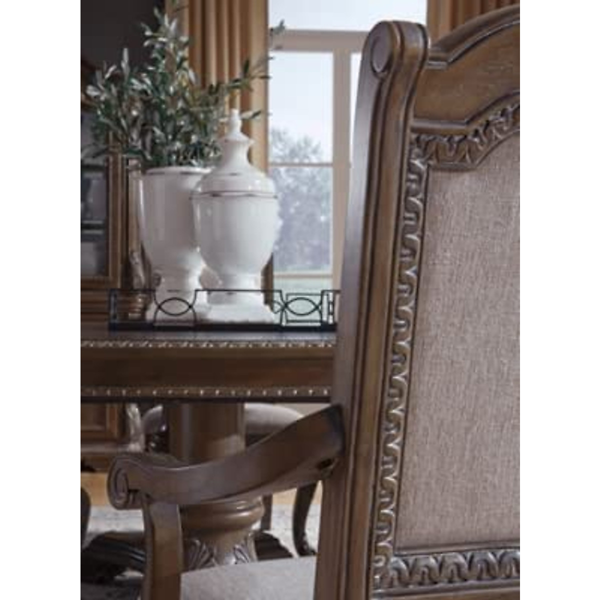 Signature Design by Ashley Charmond Antique Dining Room Chair, 2 Count, Brown