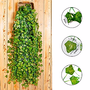 18 Pcs 118ft Artificial Ivy Garland Fake Vines Plants Vine with 200 Led String Lights and Remote Control for Bedroom Garden Home Kitchen Office Outdoor Wall Decor
