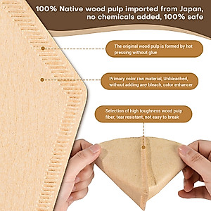 #4 Natural Brown Paper Cone Coffee Filters, Unbleached Coffee Filter 4, Fit 8~12 Cup Cuisinart Ninja Bonavita OXO Coffee Maker & #4 Cone Coffee Drippers, Replace Melitta Coffee Filters No.4 (100)