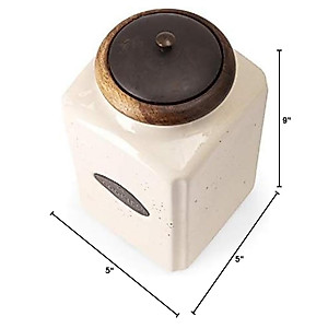 CC Home Furnishings Set of 3 Labeled Ivory Ceramic Kitchen Canisters with Lids Brown, 9-10-11"h x 5"w x 5"