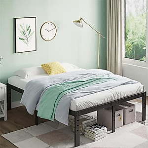 Sementa King-Bed-Frames 16 Inch High Heavy Duty-Platform-Mattress-Foundation - No Box Spring Needed,Storage Underneath,Easy Assembly,Noise Free,Black