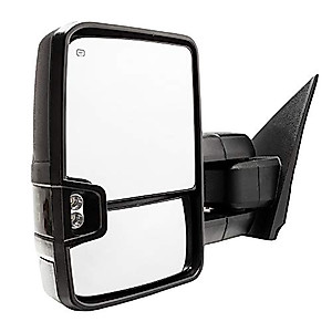 Towing Mirrors Compatible With 14-17 Chevrolet Silverado GMC Sierra 1500 15 16 Silverado Sierra 2500 HD 3500 HD Manual Telescoping Rear View Mirrors with Power Heated LED Turn Signals Side Mirror