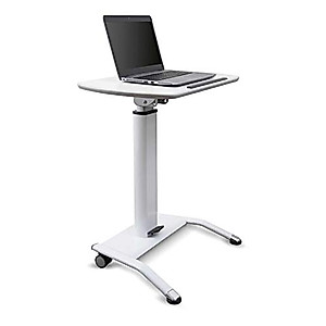Stand Up Desk Store Pneumatic Adjustable Height Tilting Laptop Lectern Speakers Podium (White, 25.5" Wide)