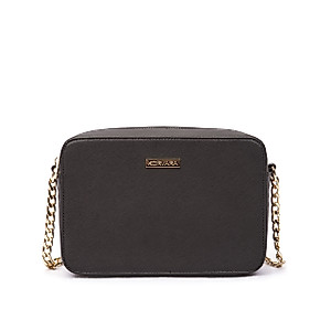 Korvara Saffiano Crossbody Bag - Womens Small Vegan Saffiano Leather Top-Zip Handbag