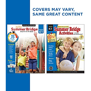 Summer Bridge Activities Kindergarten to 1st Grade Workbooks, Math, Reading Comprehension, Writing, Science, Fitness, Social Studies Summer Learning, 1st Grade Workbooks All Subjects With Flash Cards