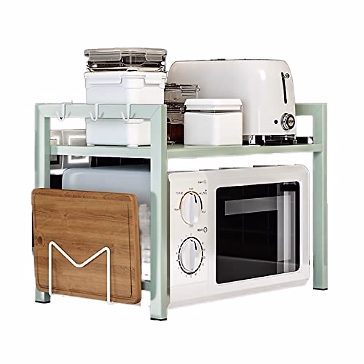 LUCBEI Microwave Oven Rack Kitchen Storage Rack, Microwave Oven Rack, Dish Rack, Tabletop, Table Top, Telescopic Multifunctional Seasoning Can Rack, Tableware, Double Layer Kitchen Storage Rack