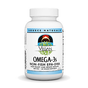 Source Naturals Vegan Omega-3s, Non-Fish EPA-DHA, for Heart and Brain Health Support* 300 mg - 60 Vegan Softfgels