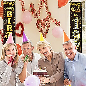 50th Birthday Door Banner Decorations for Men & Women, Black Gold Made in 1972 Banner Happy 50 Birthday Party Door Porch Sign, Fifty Birthday Door Backdrop Decor