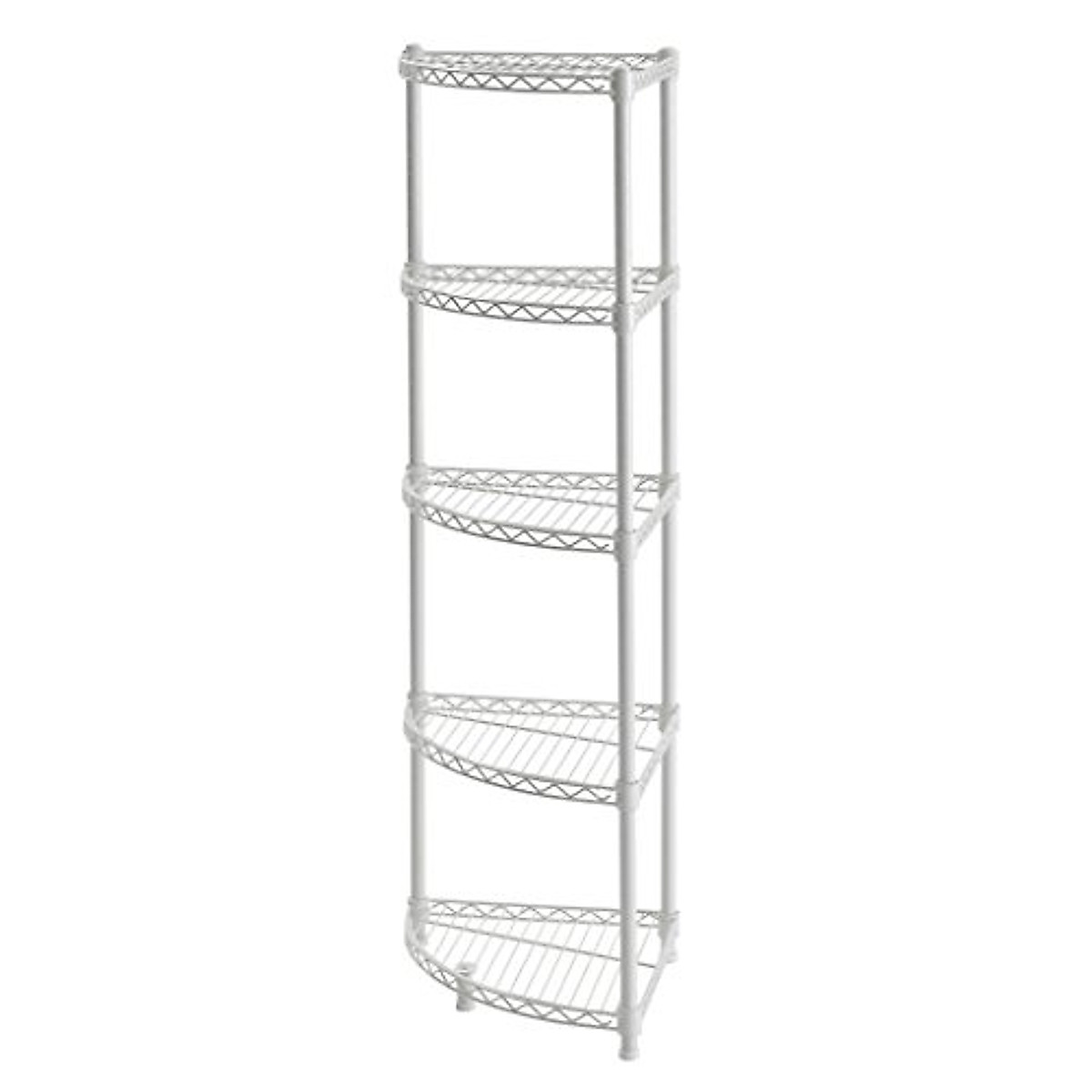 Muscle Rack WSCR141447 5-Shelf Steel Wire Corner Shelving Unit, 14" Width, 47" Height, 14" Depth , White
