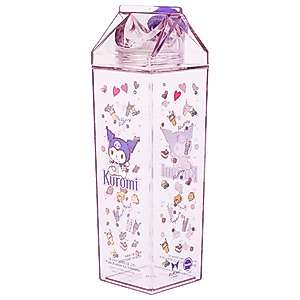 Silver Buffalo Sanrio Hello Kitty and Friends Plastic Milk Carton Bottle Featuring Kuromi, 16.2 Ounces