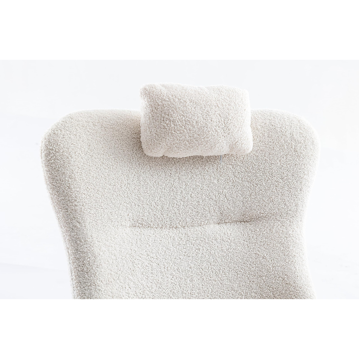 Lepfun 35.5 inch Casual, Soft Teddy Velvet Fabric Rocking Chair for Nursery,Comfy Wingback Glider Rocker with Safe Solid Wood Base for Living Room Bedroom and Balcony,White