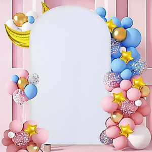 FANPROMS White Wedding Arch Backdrop Cover Spandex Fit Round Top Backdrop 3.3x6.6FT Chiara Backdrop Covers for Wedding Bridal Shower Supplies Round Top Chiara Arch Backdrop Stands Cover for Parties