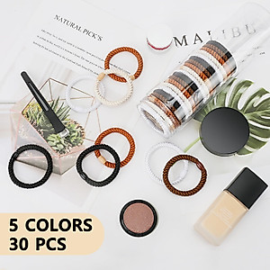 FORENEE Hair Ties No Damage - 30PCS Ponytail Holders - Elastic Hair Ties for Thick Hair - Braided Hair Bands for Women Girls's Hair - Black (Mix)