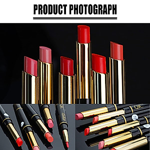 6Pcs Lip Liner and Lipstick Makeup Set, Purple Red/Claret/Vermilion/Pastel Orange/Rose/Ruby Red Lipstick Pen and with Lip Liner Pencil Set Lipstick Gift Set for Daily/Travel/Party/Work