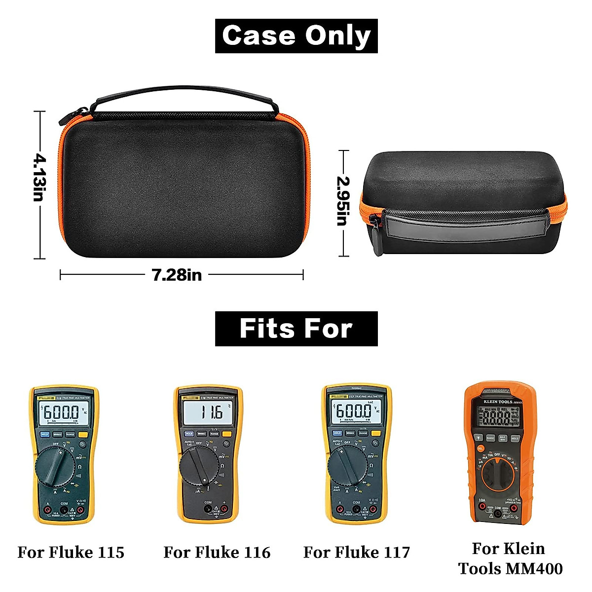 Case for Fluke 117 115 116 114 113 / for Klein Tools MM400 / MM300 Electricians True RMS Multimeter, Digital Multimeters Storage Organizer Bag for Multi Meter Kit Accessories & Cables-Box Only