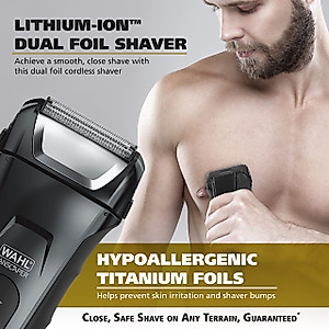 Wahl Manscaper Lithium-Ion Hypoallergenic Shaver with Flexible Titanium Foils to Prevent Skin Irritation and Shaver Bumps