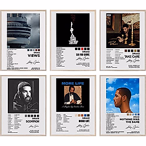 Withnotag Drake Signed Limited Posters Music Album Cover Posters Print Set of 6 Room Aesthetic Canvas Wall Art for Girl and Boy Teens Dorm Decor 8x10 inch Unframed