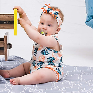 UNICOMIDEA Newborn Baby Sleeveless Bodysuit Infant Outfits Cutest Toddler Pineapple Rompers Sweet Cartoon Birthday Jumpsuit Short Sleeve Cute Jumper + Headband for Babe Wiggly Girl