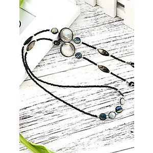 TOODOO 2 Pieces Glasses Chain for Women Beaded Eyeglass Straps Lanyards Sunglasses Holder Chain with 4 Pieces Silicone Loop (Color Set 1)