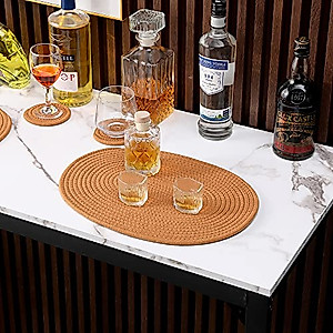 Kosmeey 4 Pack Oval Woven Placemats, Jute Woven Plate Chargers Rattan Woven Placemats 12x16 inches Wicker Placemats Farmhouse Boho Braided Heat Resistant Outdoor Placemats Patio Tablemats for Dinning