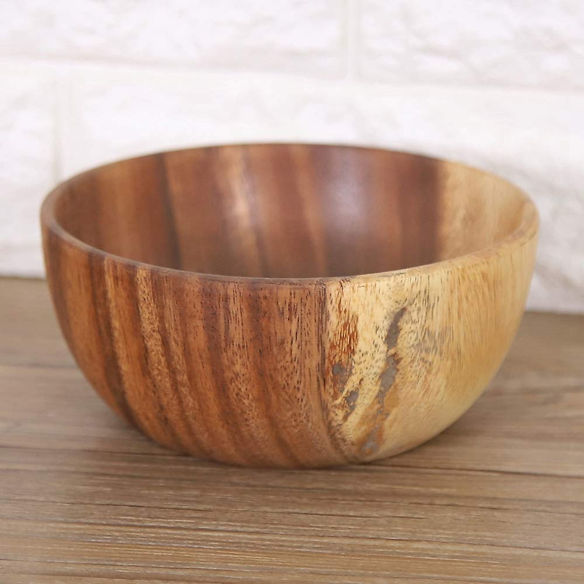 Bowl,Solid Acacia Wooden Bowl Wooden Hand-Carved Round Bowl Kitchen Tools For Salad Soup Rice Cereal Fruit Dips Sauce Nuts Appetizers Desserts(13 * 7cm)
