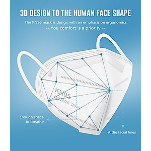 WWDOLL KN95 Face Mask 100 Pack, 5-Layer Breathable Mask Protection for Adult, Indoor, Outdoor Use(50 Black+50 White)