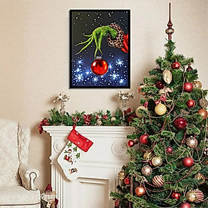 Gearock 2 Pack Christmas Diamond Painting Kits for Adults Beginners, Merry Grinchmas DIY Diamond Art Kits for Room Bedroom Living Room Decor, 5D Diamond Art Painting, Christmas Gifts, 12x16 Inch