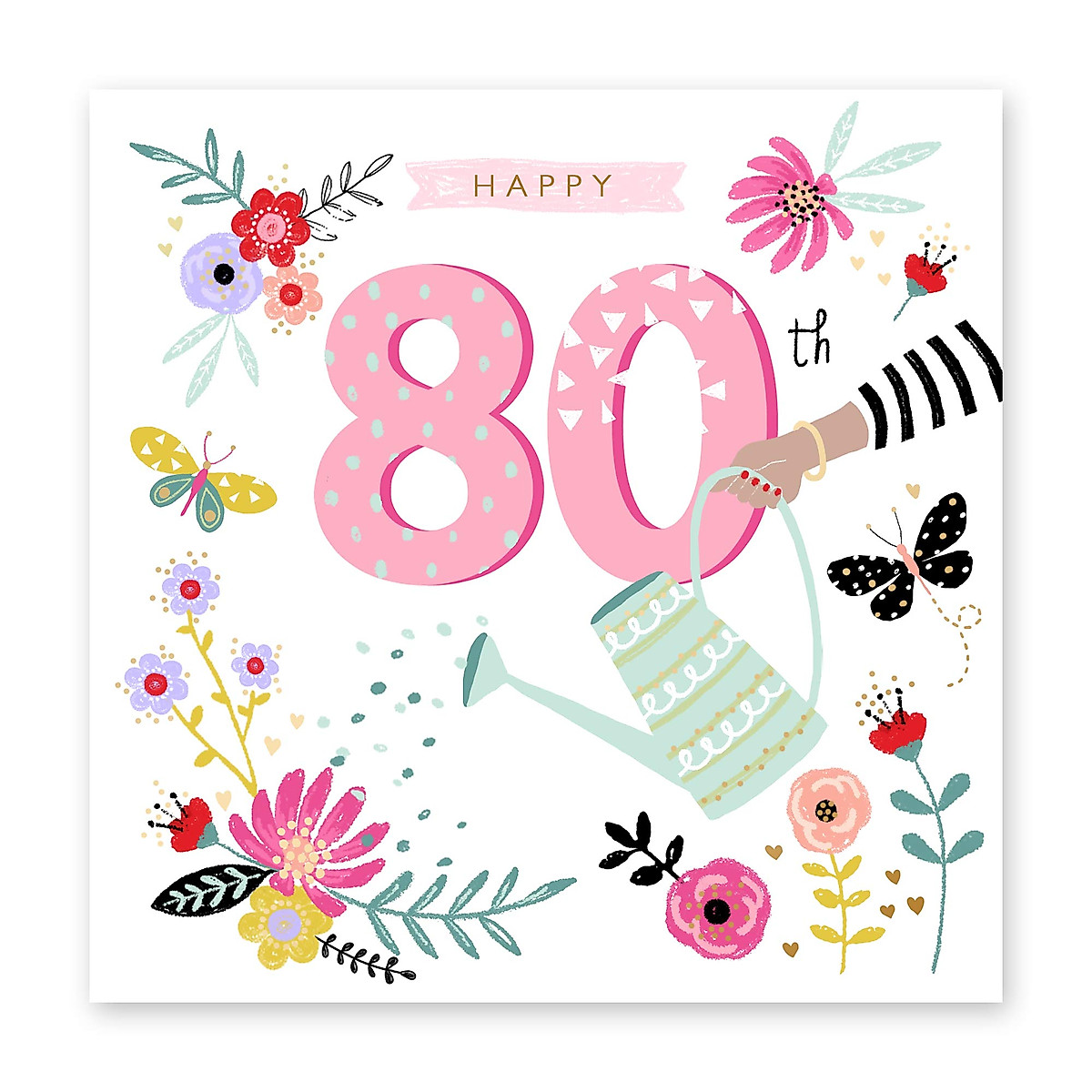 CENTRAL 23 - Cute 80th Birthday Card for Women - 'Happy 80th Birthday ' - Sweet Birthday Card for Her - Fun Birthday Card for Him - Comes with Cute Stickers