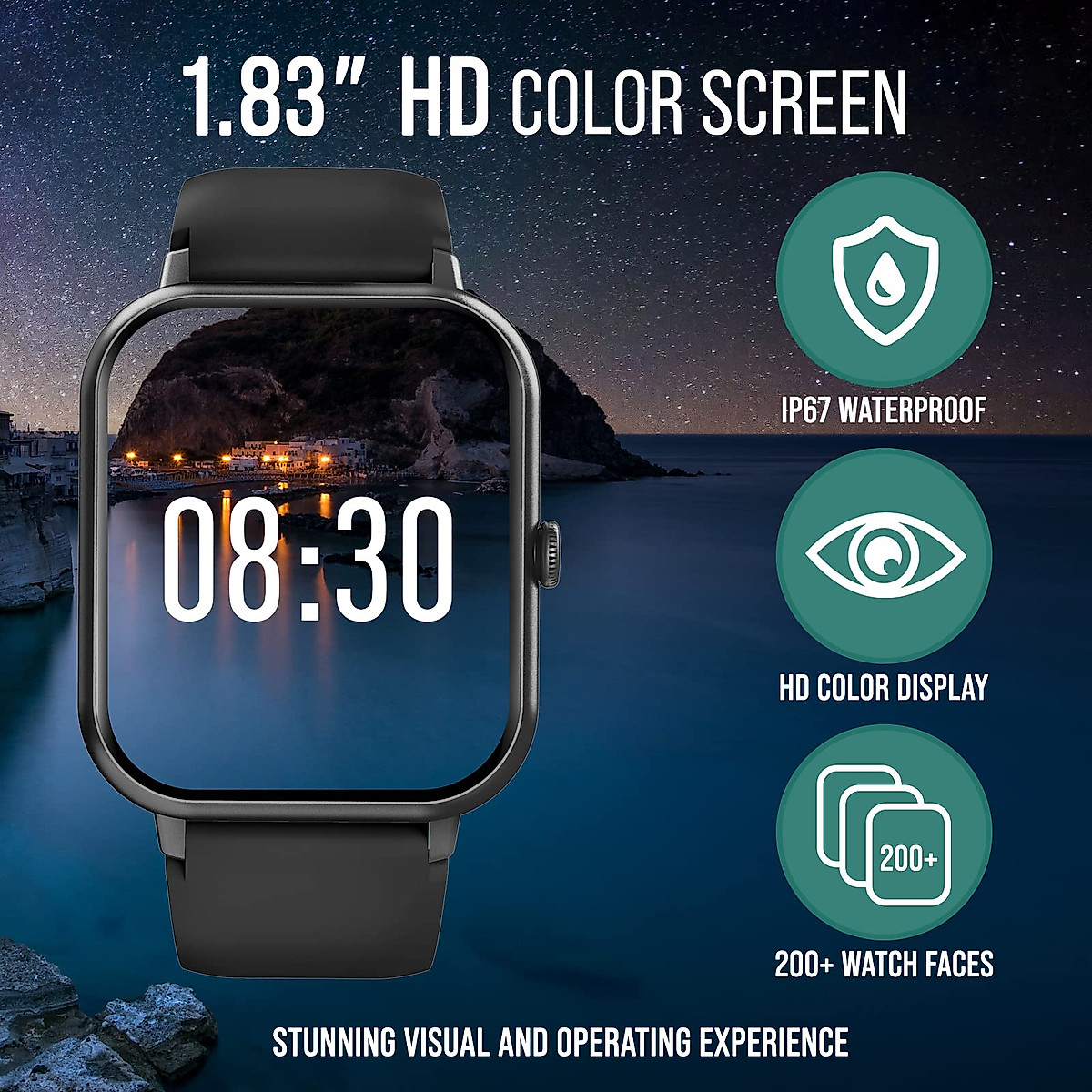 Chronex Smart Watch Fitness Tracker with Heart Rate Blood Oxygen Blood Pressure Sleep Monitor 200 Sports Modes Step Calories Health Trackers IP67 Waterproof for Android iPhone Women Men