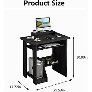 NEWSENDY Computer Desk with Keyboard Tray and CPU Stand, 30 Inch Small PC Desk for Home Office, Laptop Desk with Monitor Shelf and Storage Shelves, Writing Study Desk for Small Spaces, Black