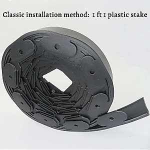 No Dig Landscape Edging - Flower Bed Lawn Garden Border Rubber Edging for Wild Flower Garden Yard (30Feet-Black)