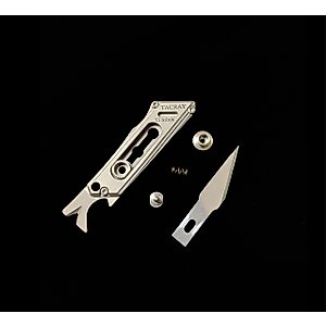 Tacray Titanium EDC Utility Knife with a bottle opener and in the tail, Pocket Knife Box Cutter with Retractable and Replaceable Blade, Mini Knife for Multiple Cutting Tasks(Gray)