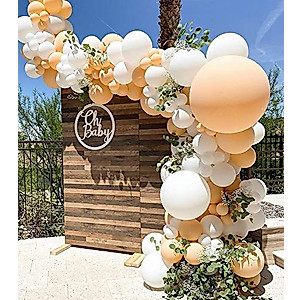 164pcs Blush White Balloons Garland Arch Kit Peach Balloons Chrome Metallic Silver Latex Balloon for Fall Girls Birthday Wedding Bridal Shower Venue Backdrop Party Decoration