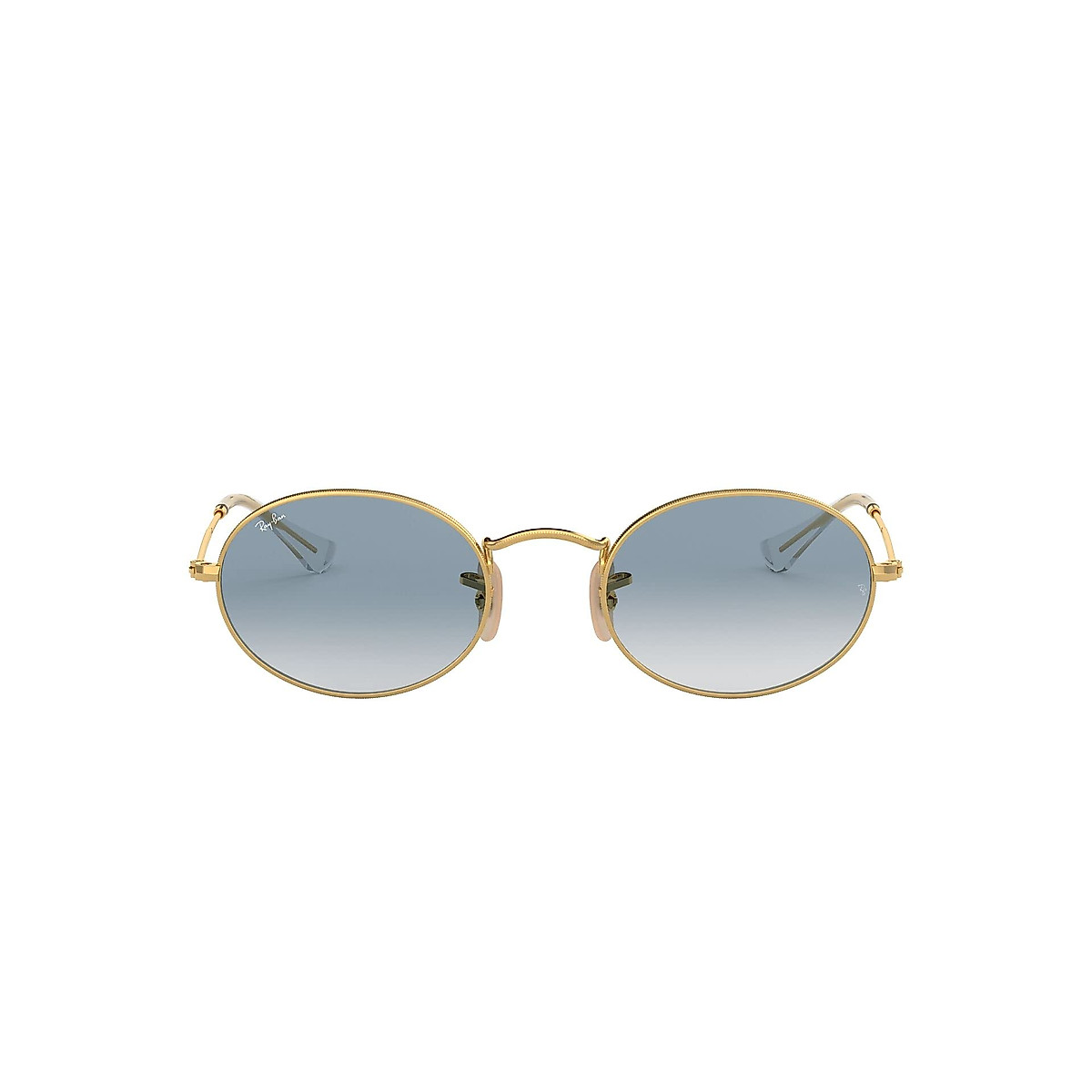 Ray-Ban RB3547N Oval Flat Lens Sunglasses, Gold/Clear Gradient Blue, 51 mm