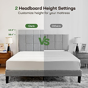 Marsail Upholstered Platform Bed Frame, 1000 lbs Weight Capacity, Sturdy Queen Size Bed Frame with Space for Under-Bed Storage, Easy Assembly, No Box Spring Needed, Fits 8”-15” Mattresses