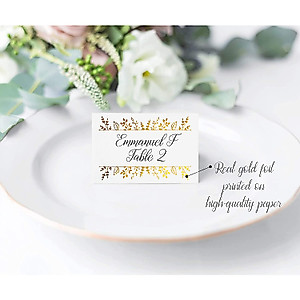100 Pack Large Name Cards for Table Setting - Tent Place Cards with Gold Foil Design for Wedding, Banquets, Events, Reserved Seating, 2.5"x3.75"