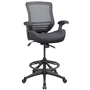 BOLISS Ergonomic Office Computer Drafting Desk Chair Height Adjusting Arm Waist Support Function and with Adjustable Foot Ring-Black